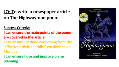 The Highwayman by Alfred Noyes Poetry Unit | Teaching Resources