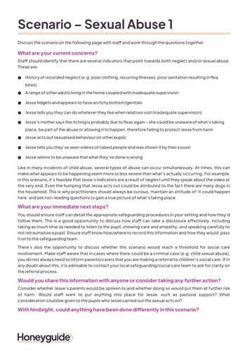 Safeguarding scenario - sexual abuse | Teaching Resources