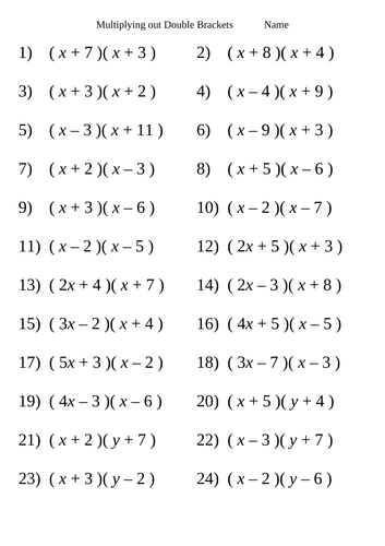 Algebra Set 1 10 worksheets | Teaching Resources