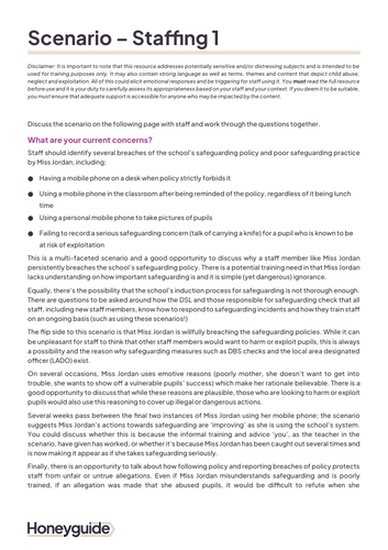 Safeguarding scenario - staffing | Teaching Resources