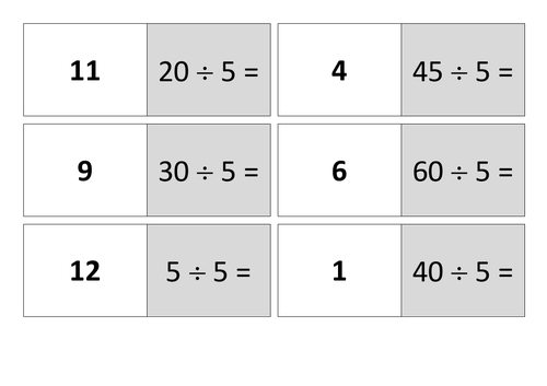 5 Times Tables Dominoes/Card Sort | Teaching Resources