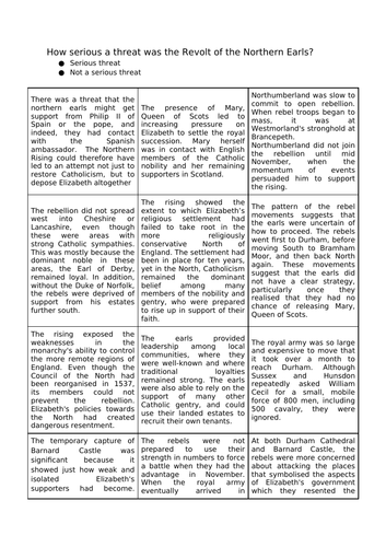 Tudor Rebellions DS4: Why did the Northern Rising fail? | Teaching ...