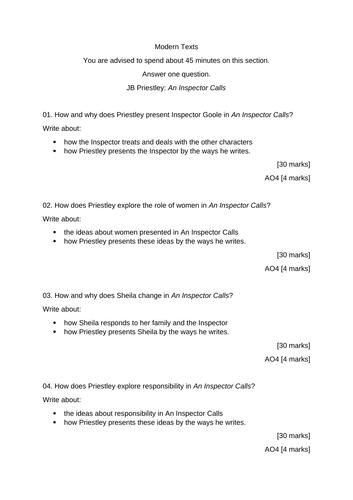 An Inspector Calls: How to Approach the Exam Question (Gender ...