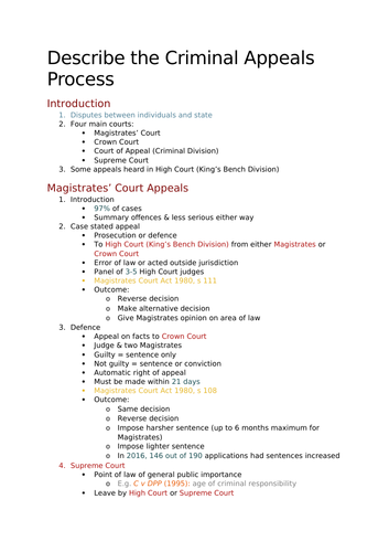 A-Level Law: OCR Criminal Appeals Essay - 8 Mark English Legal Systems ...