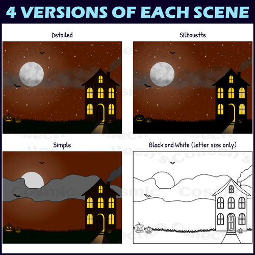 Halloween Background Scenes Clipart | Teaching Resources