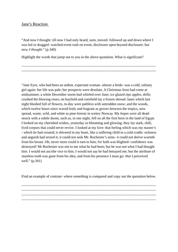 Jane Eyre's Reaction Lesson | Teaching Resources