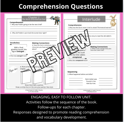 PODKIN ONE-EAR by Kieran Larwood NOVEL STUDY and Reading Comprehension ...