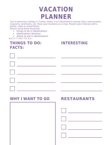 Plan a vacation | Teaching Resources