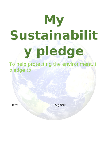 Sustainability pledge | Teaching Resources