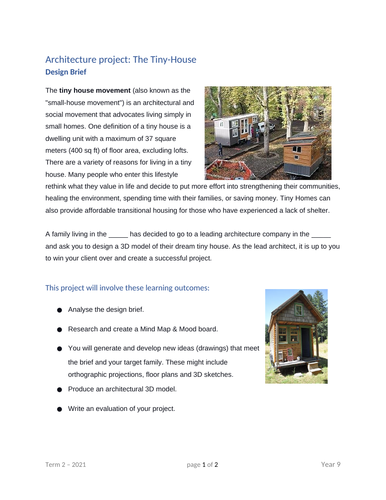 Architecture project: The Tiny-House | Teaching Resources