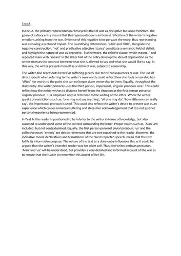 A* English Language A Level Paper One notes and essays | Teaching Resources