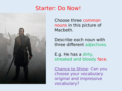 Act 1, Scene 2 Macbeth: describing Macbeth in battle | Teaching Resources