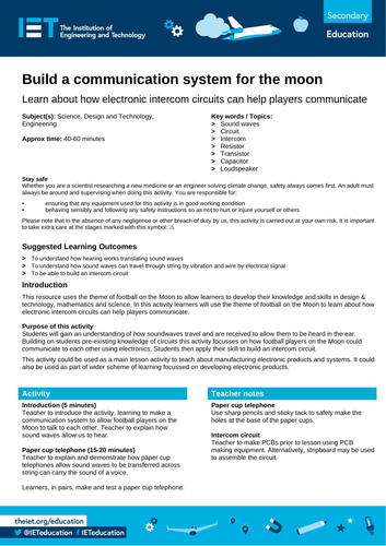 Build a communication system for the moon | Teaching Resources