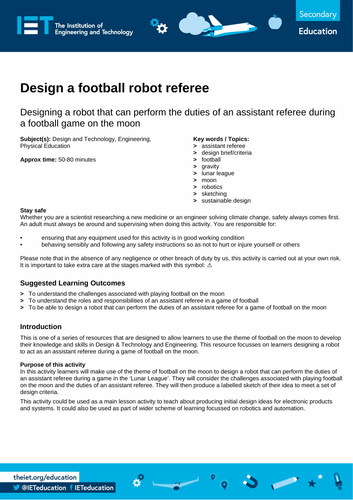 Design a football robot referee | Teaching Resources