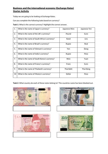 IGCSE Business Edexcel Theme 1 - 1.5 Business and the international ...