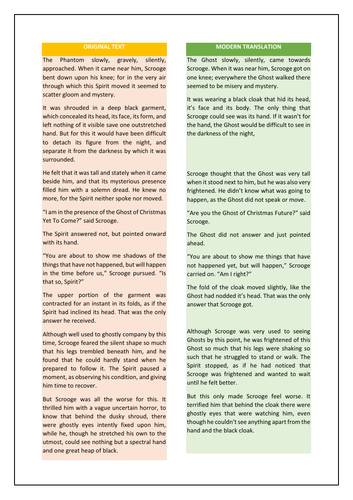 A Christmas Carol Stave Four Modern Translation | Teaching Resources