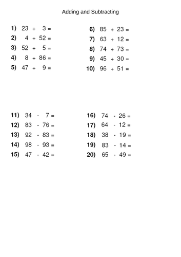 Numeracy Starters Set 1 10 worksheets | Teaching Resources