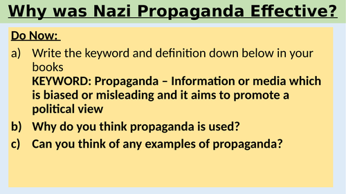 Nazi Propaganda - Electoral Posters Lesson and Handout | Teaching Resources