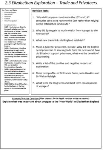 Elizabethan England Revision Booklet AQA GCSE | Teaching Resources