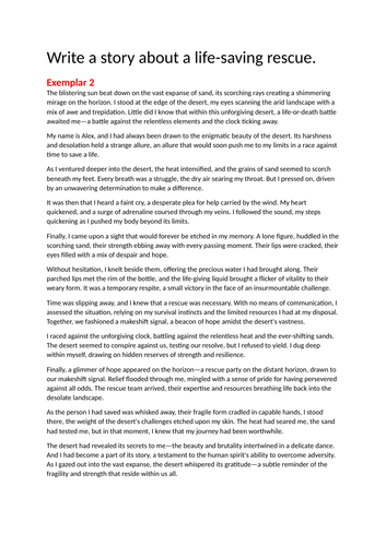 Grade 9 life-saving rescue story AQA Paper 1 Question 5 2022 | Teaching ...