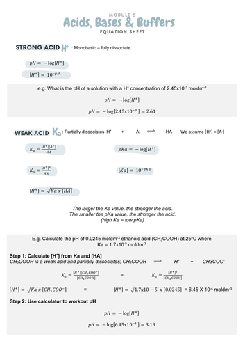 OCR A-level chemistry - acids, bases and buffers | Teaching Resources