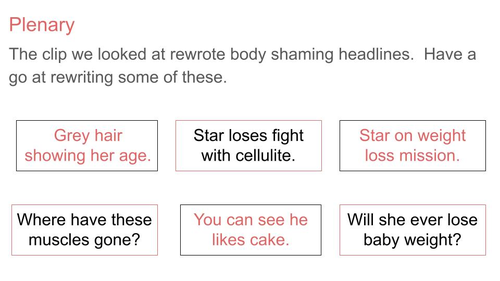 Body Shaming PSHE | Teaching Resources