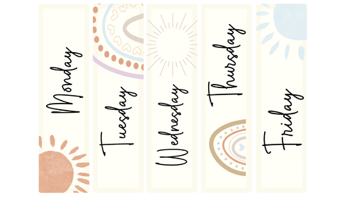 Boho rainbow and sunshine classroom decor display pack | Teaching Resources