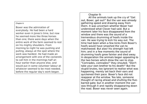Boxer Sentence Stems and Extract Animal Farm | Teaching Resources