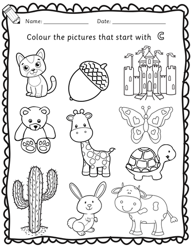 Beginning Sounds Book with 35 worksheets - Colouring Pages RWI set 1 ...