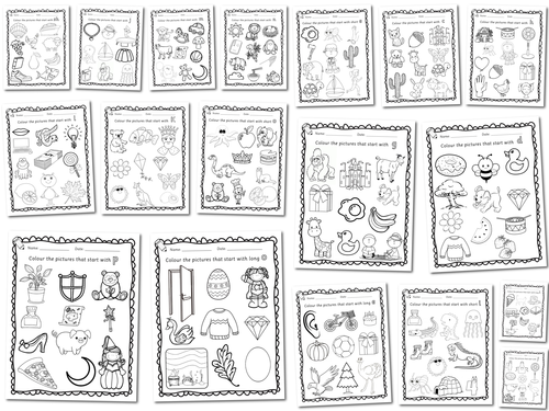 Beginning Sounds Book with 35 worksheets - Colouring Pages RWI set 1 ...