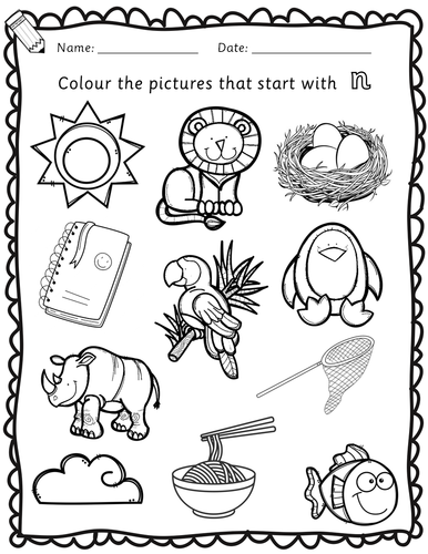 Beginning Sounds Book with 35 worksheets - Colouring Pages RWI set 1 ...