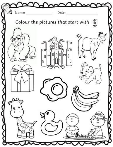 Beginning Sounds Book with 35 worksheets - Colouring Pages RWI set 1 ...
