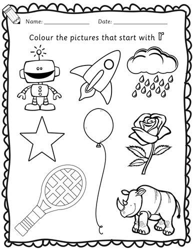 Beginning Sounds Book with 35 worksheets - Colouring Pages RWI set 1 ...