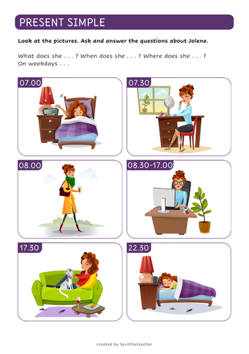 Present Simple Daily Routines Worksheet | Teaching Resources