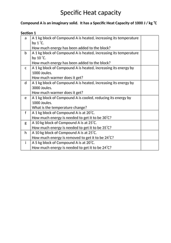 Specific Heat Capacity - PPT, Questions and Answers | Teaching Resources