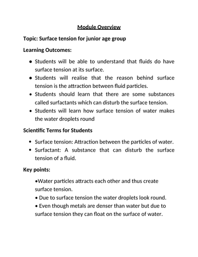 Surface Tension STEM- Activity based module - Bundle | Teaching Resources