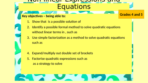 Presentation - Quadratic Expressions and Equations Introduction ...