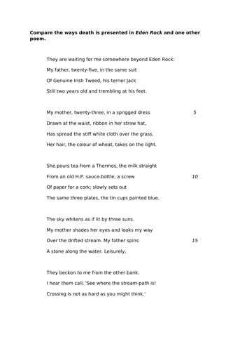 AQA GCSE English Literature poetry 30 marker | Teaching Resources