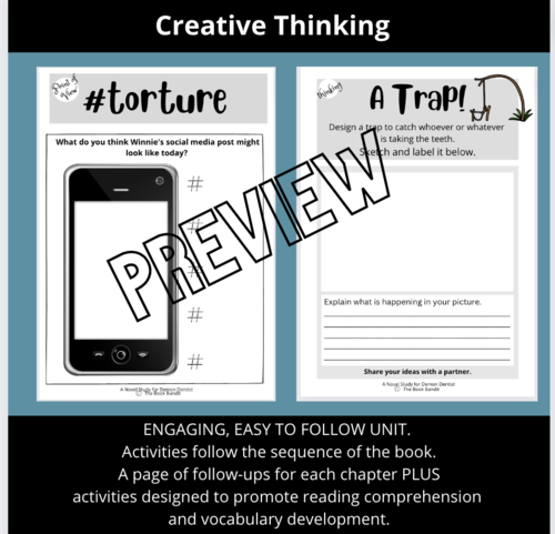 DEMON DENTIST by David Walliams NOVEL STUDY and Reading Comprehension ...