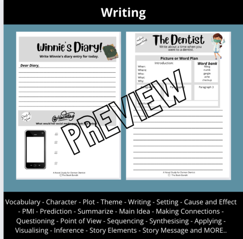 DEMON DENTIST by David Walliams NOVEL STUDY and Reading Comprehension ...