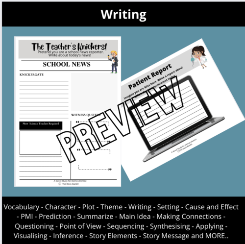 DEMON DENTIST by David Walliams NOVEL STUDY and Reading Comprehension ...