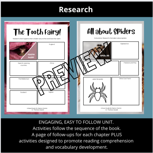 DEMON DENTIST by David Walliams NOVEL STUDY and Reading Comprehension ...