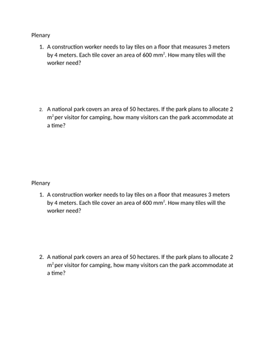 Converting between units of area | Teaching Resources