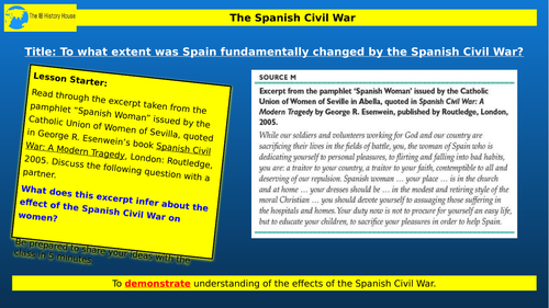 IB History - Effects of the Spanish Civil War | Teaching Resources