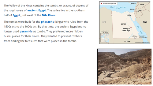 Ancient Egypt reading comprehension | Teaching Resources