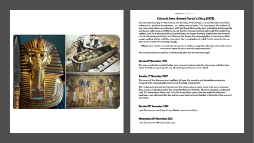 Guided reading Howard Carters diary | Teaching Resources