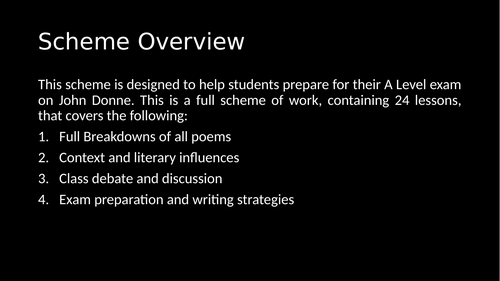 John Donne A Level Scheme | Teaching Resources