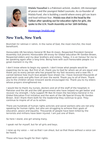 Eduqas GCSE Media VOGUE Magazine Malala Yousafzai 2021 Front Cover (55 ...