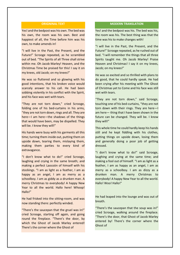 A Christmas Carol Stave Five Modern Translation Teaching Resources