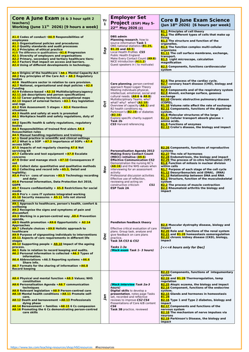 T-Level Health CORE B; 2025-2026 SoW, plans and Introductory Booklet ...